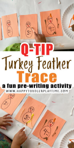 Q-Tip Turkey Feather Trace & Count Activity - Happy Toddler Playtime