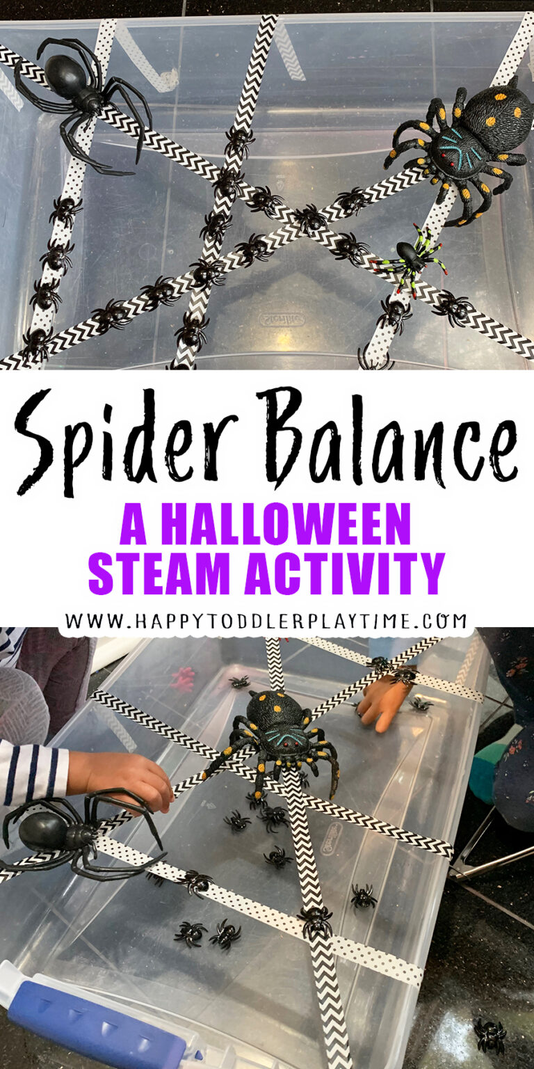 Balance the Spiders: Halloween STEAM - Happy Toddler Playtime