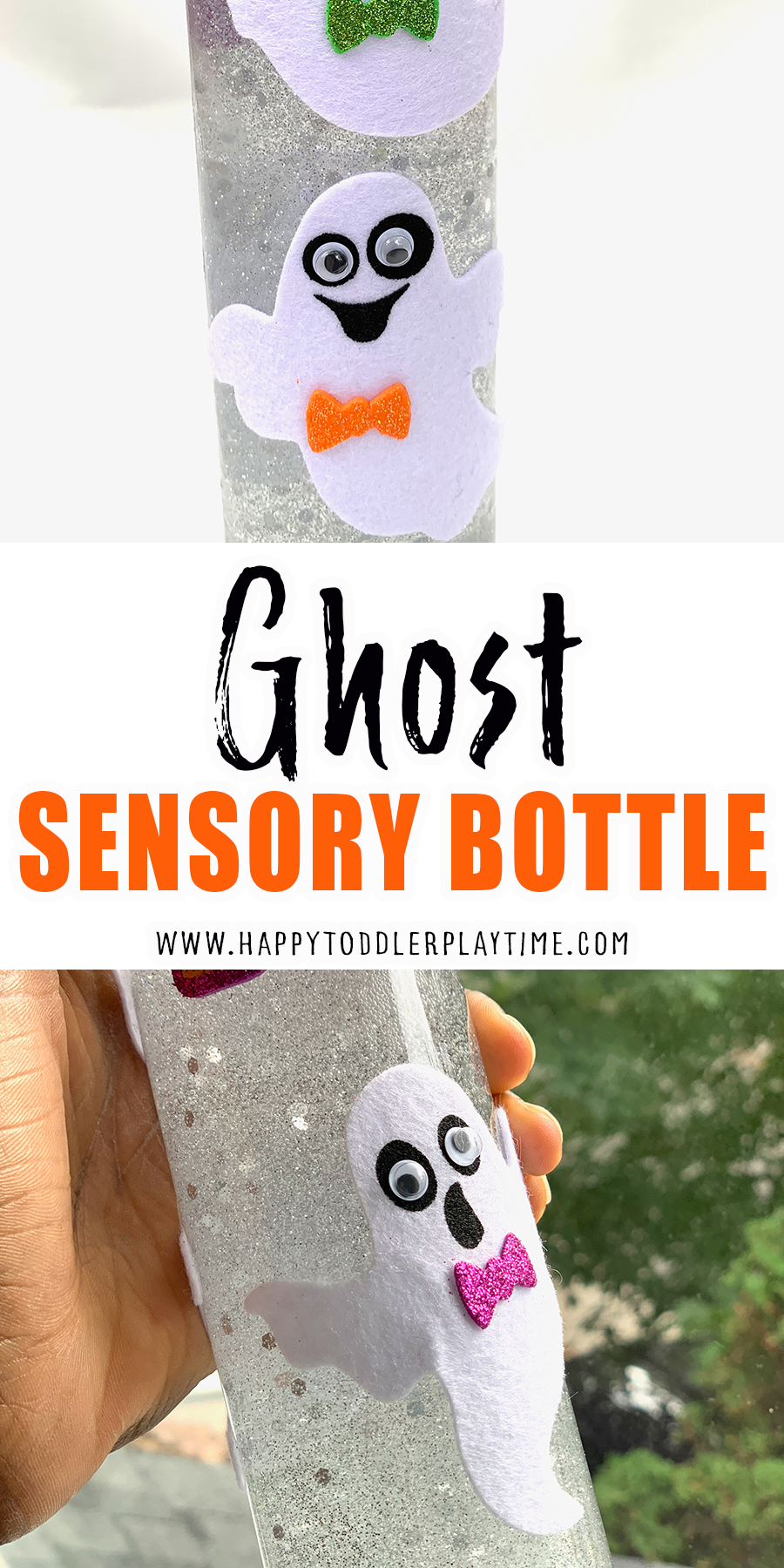 Ghost Sensory Bottle Craft - Happy Toddler Playtime