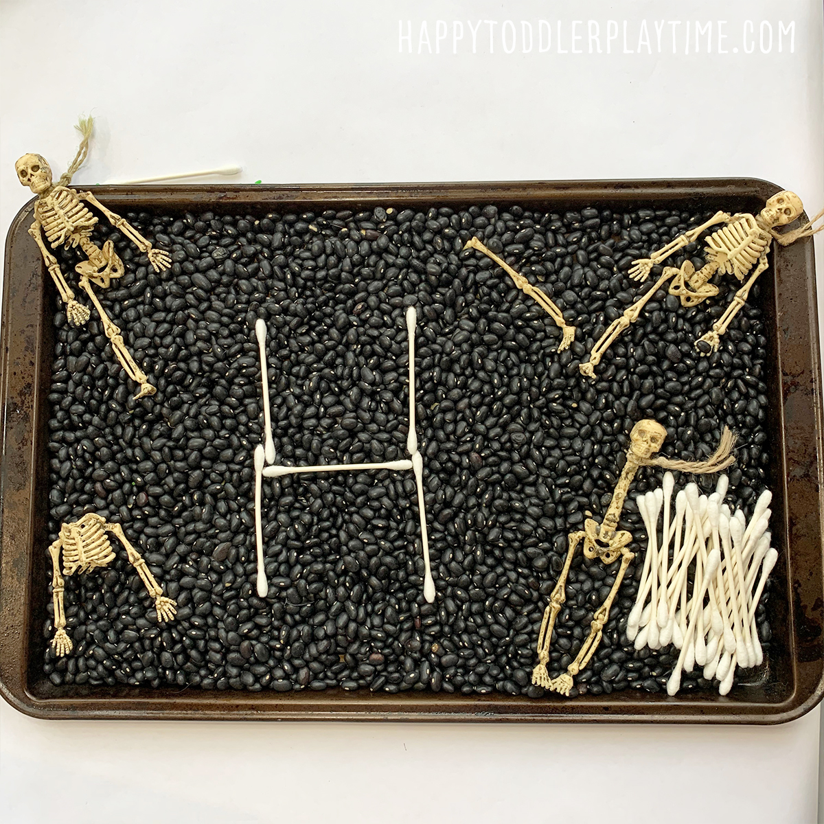 Spooky Skeleton Halloween Writing Tray - Happy Toddler Playtime