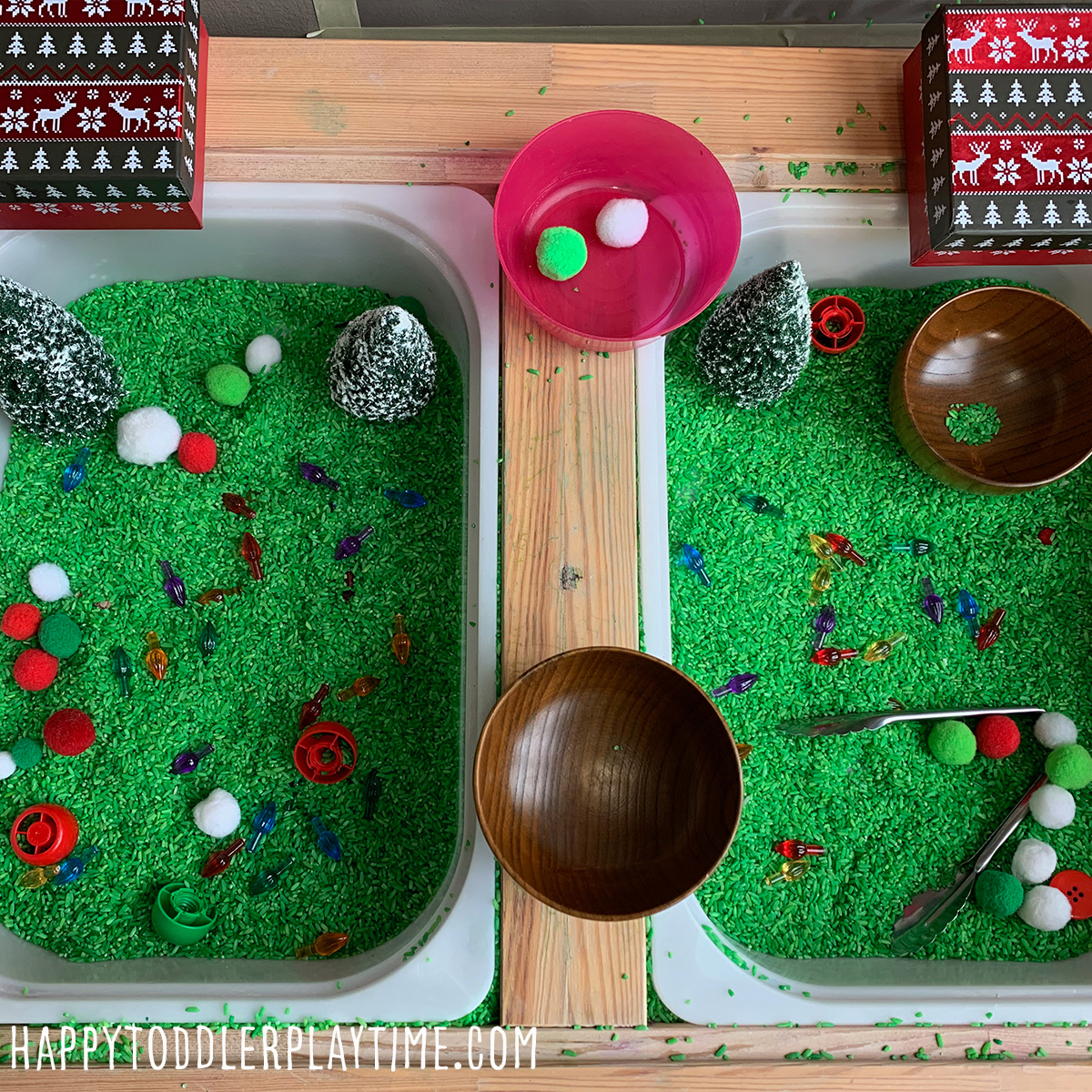 Easy Christmas Tree Sensory Bin - Happy Toddler Playtime
