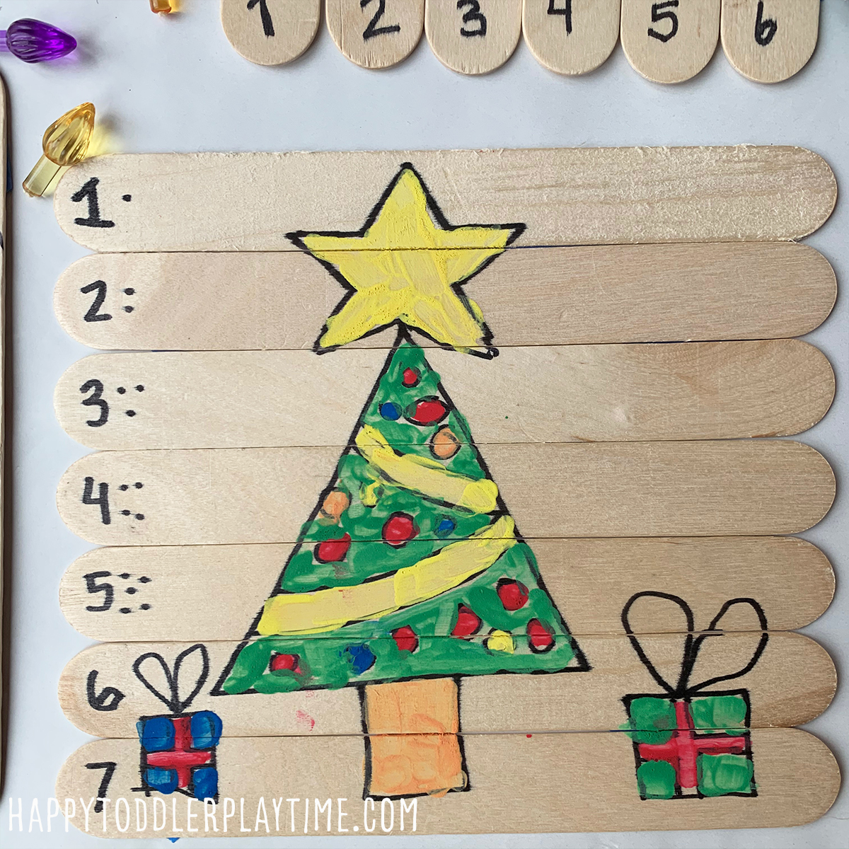 DIY Craft Stick Christmas Puzzles - Happy Toddler Playtime