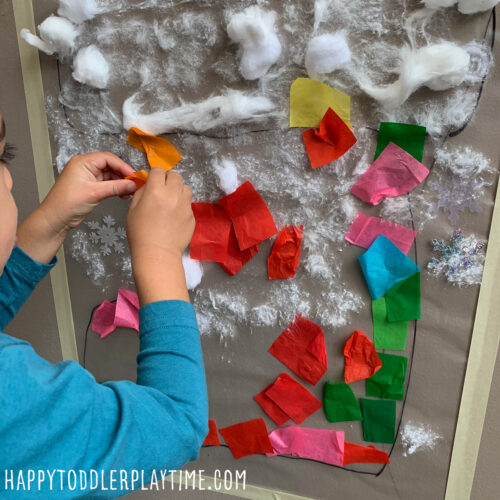 Christmas Stocking Sticky Wall Activity - Happy Toddler Playtime