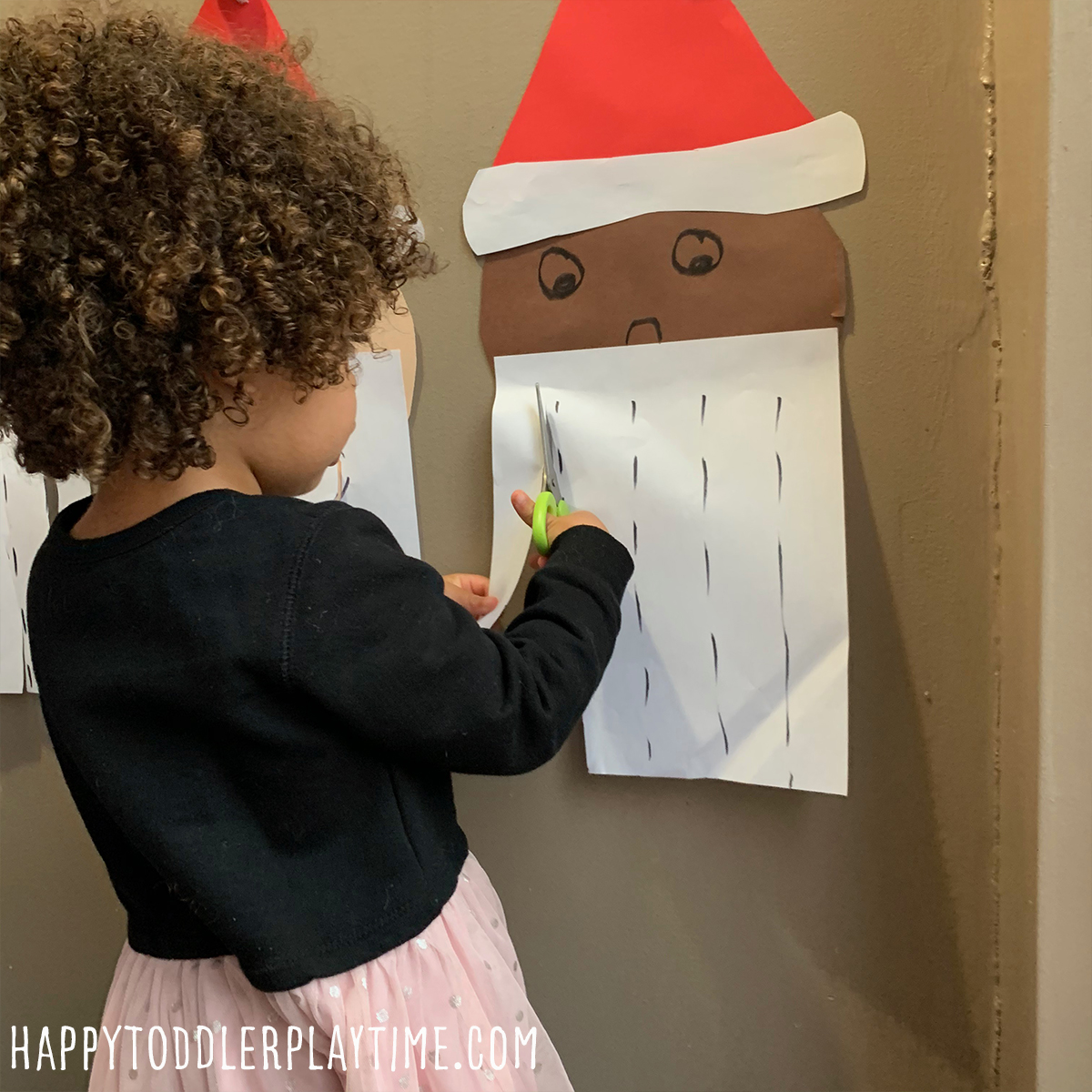 Cut Santa's Beard Fine Motor Activity - Happy Toddler Playtime