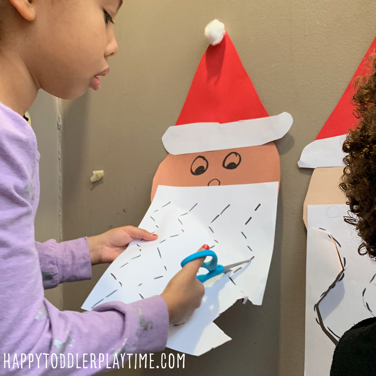 Cut Santa's Beard Fine Motor Activity - Happy Toddler Playtime