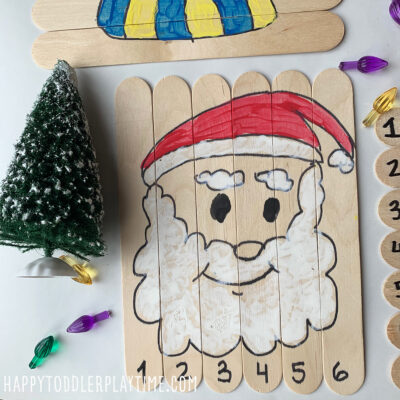 DIY Craft Stick Christmas Puzzles - Happy Toddler Playtime