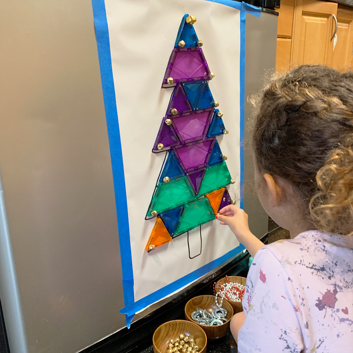 Decorate the Magnetic Tile Christmas Tree - Happy Toddler Playtime