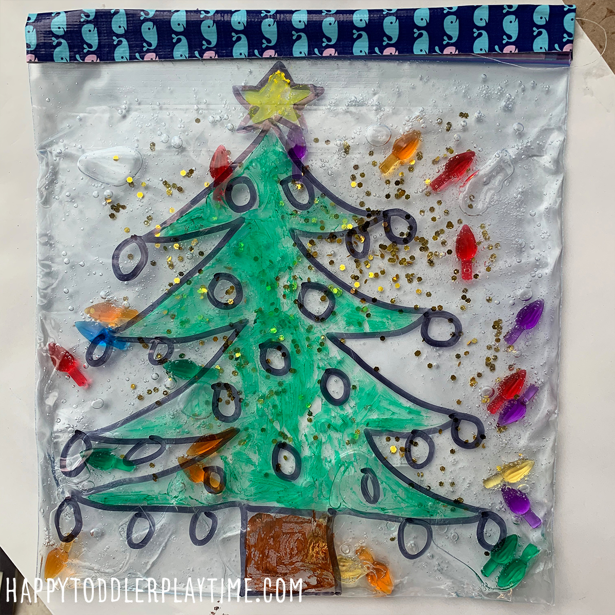 Christmas Tree Sensory Bag - Happy Toddler Playtime