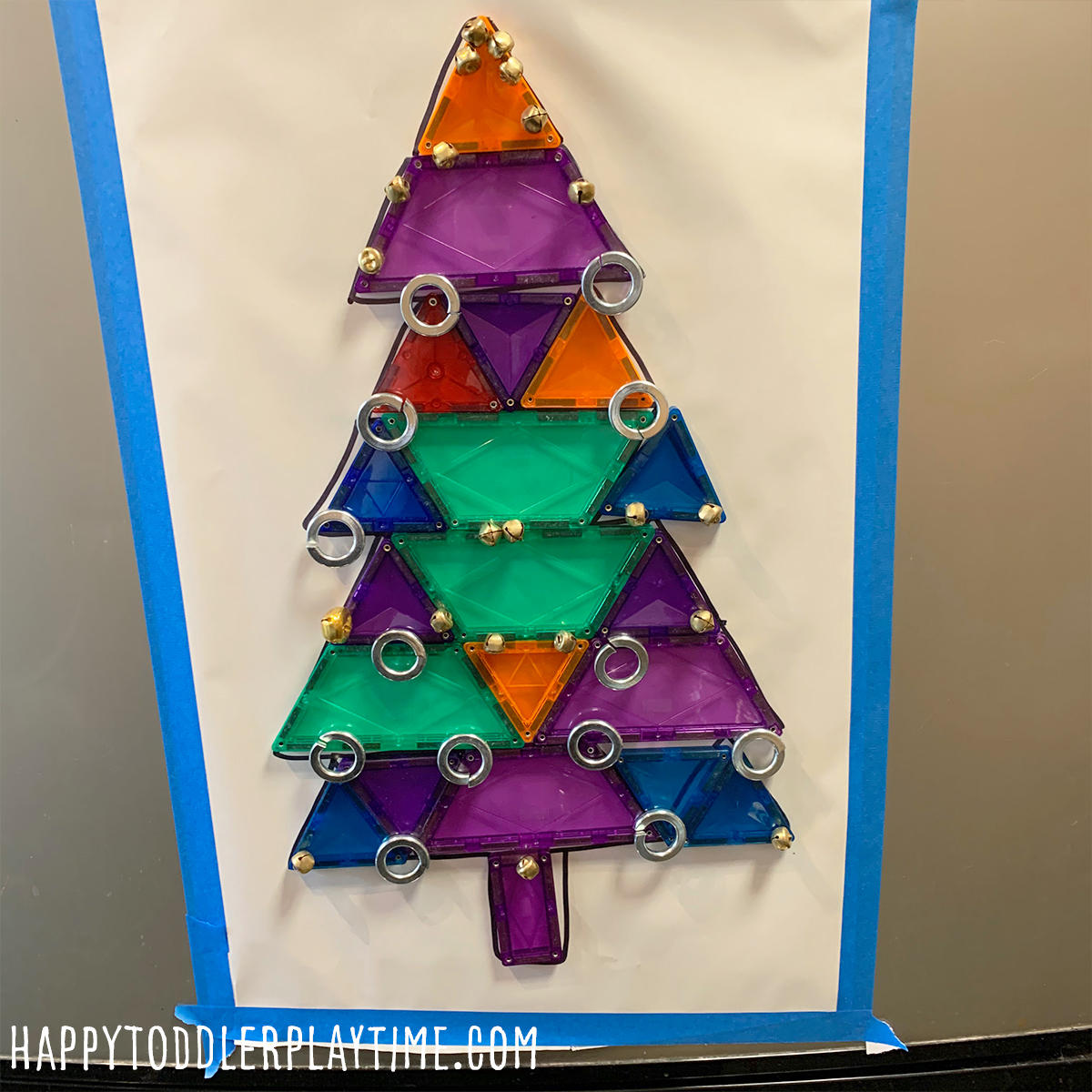 Decorate the Magnetic Tile Christmas Tree - Happy Toddler Playtime