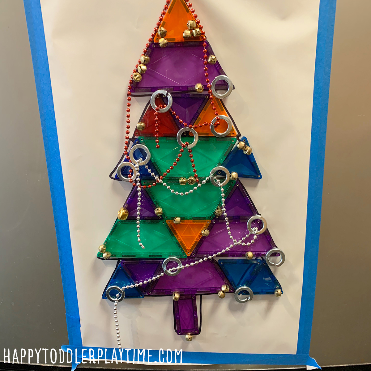 Decorate the Magnetic Tile Christmas Tree - Happy Toddler Playtime