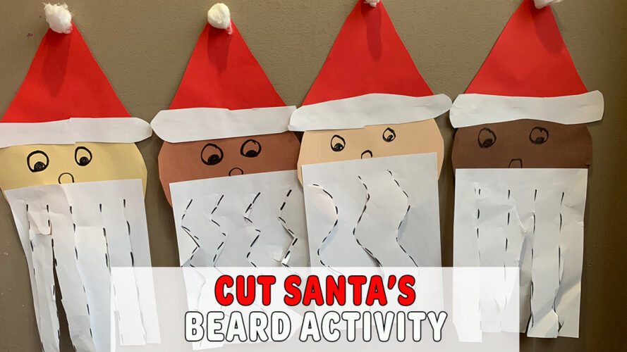 Cut Santa's Beard Fine Motor Activity - Happy Toddler Playtime