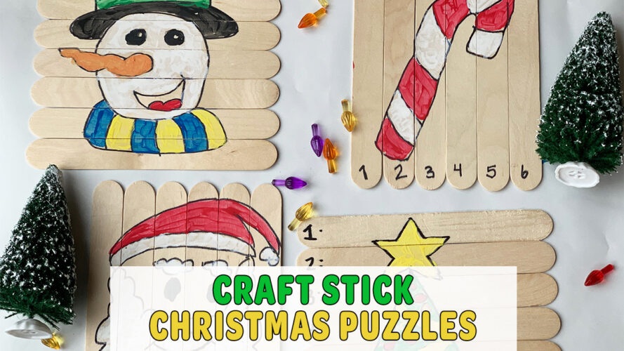DIY Craft Stick Christmas Puzzles - Happy Toddler Playtime