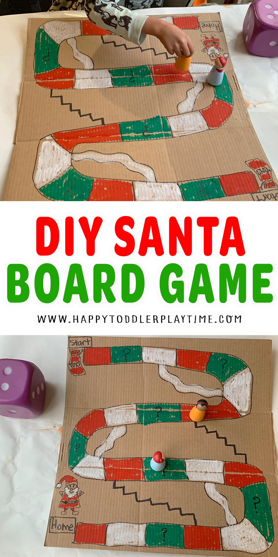 DIY Santa Board Game for Christmas - Happy Toddler Playtime