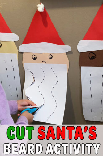 Cut Santa's Beard Fine Motor Activity - Happy Toddler Playtime