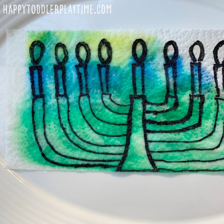 Menorah Paper Towel Surprise Art - Happy Toddler Playtime