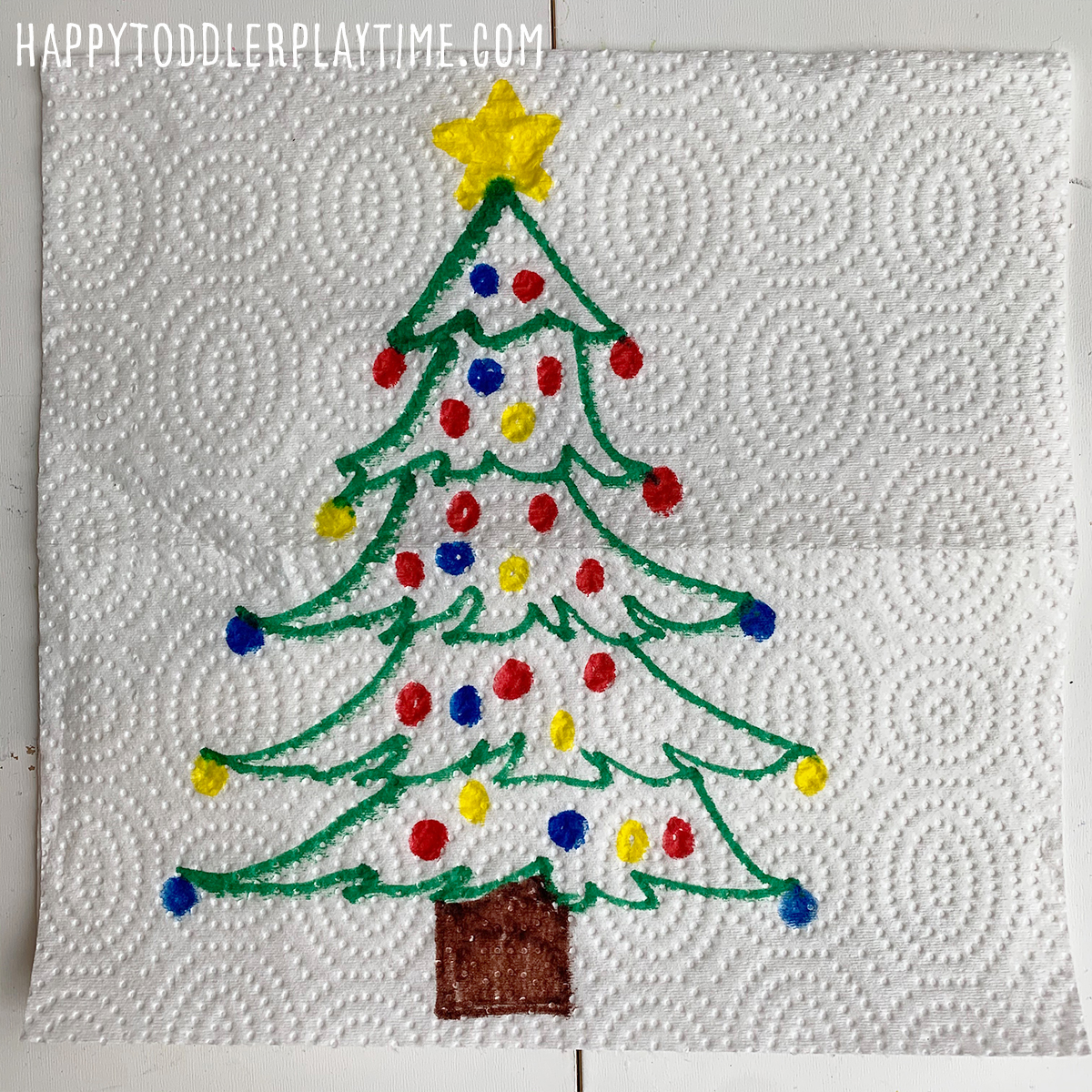 Christmas Tree Paper Towel Surprise Art - Happy Toddler Playtime