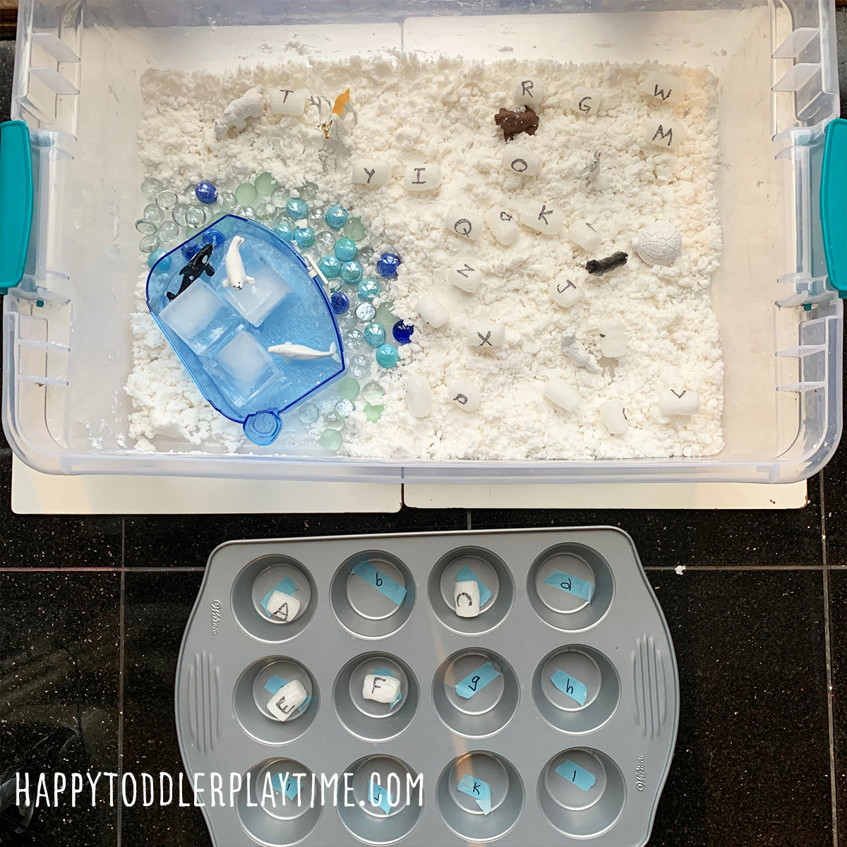 Arctic Letters Sensory Bin - Happy Toddler Playtime