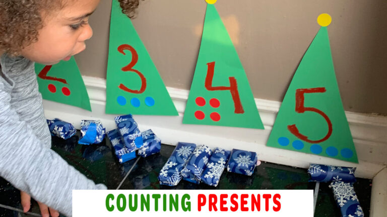 Counting Christmas Presents Toddler Activity - Happy Toddler Playtime