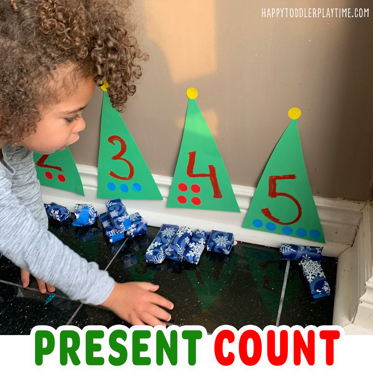 Counting Christmas Presents Toddler Activity - Happy Toddler Playtime