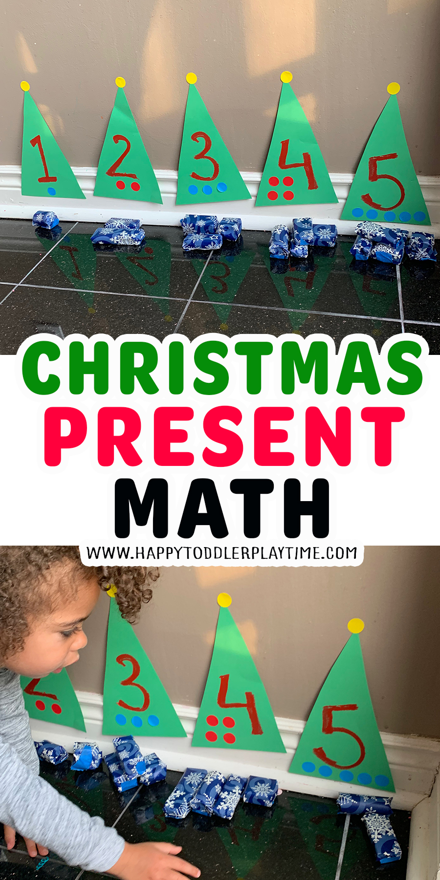 Counting Christmas Presents Toddler Activity - Happy Toddler Playtime