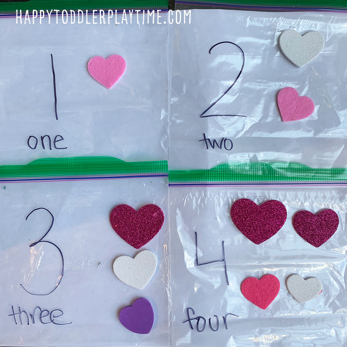Heart Counting Bags - Happy Toddler Playtime