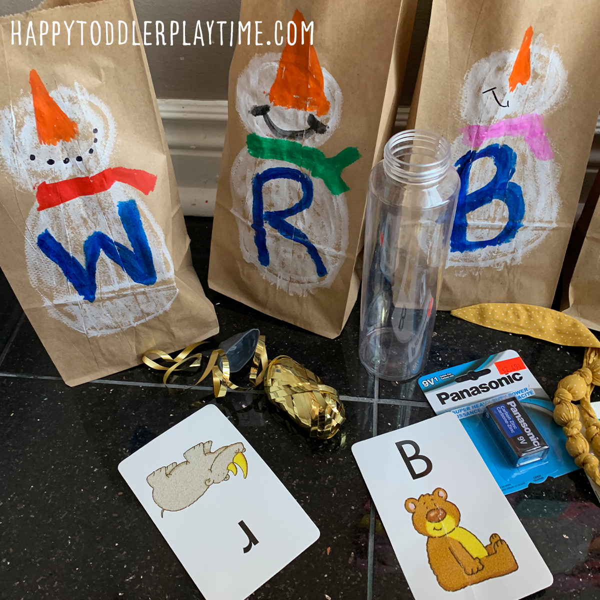 Snowman Phonics Discovery Bags - Happy Toddler Playtime