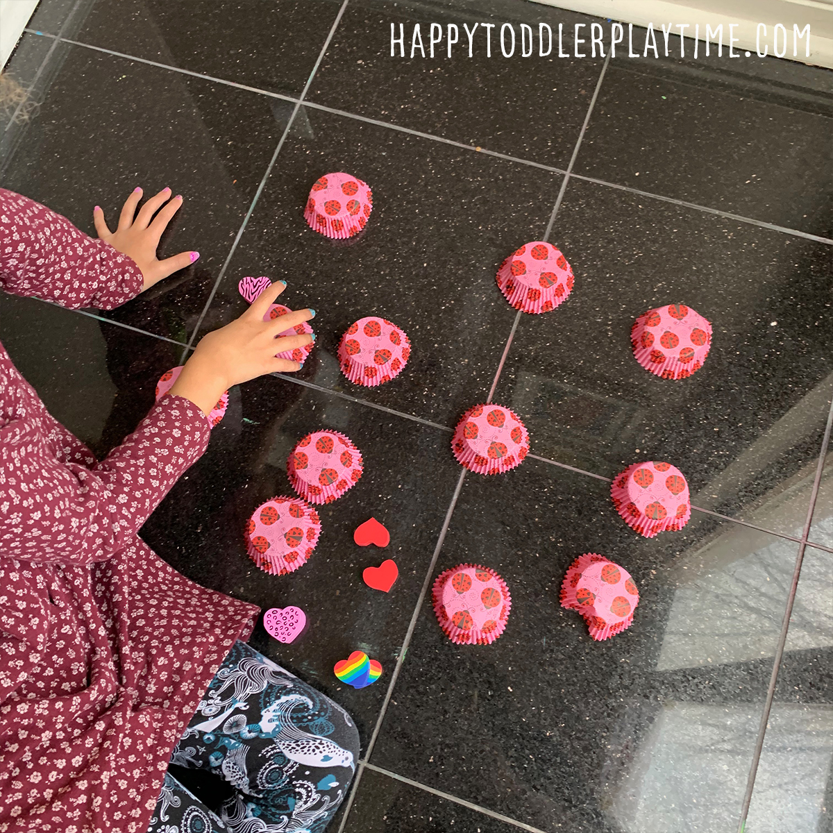 Valentines Cupcake Liner Memory Game - Happy Toddler Playtime