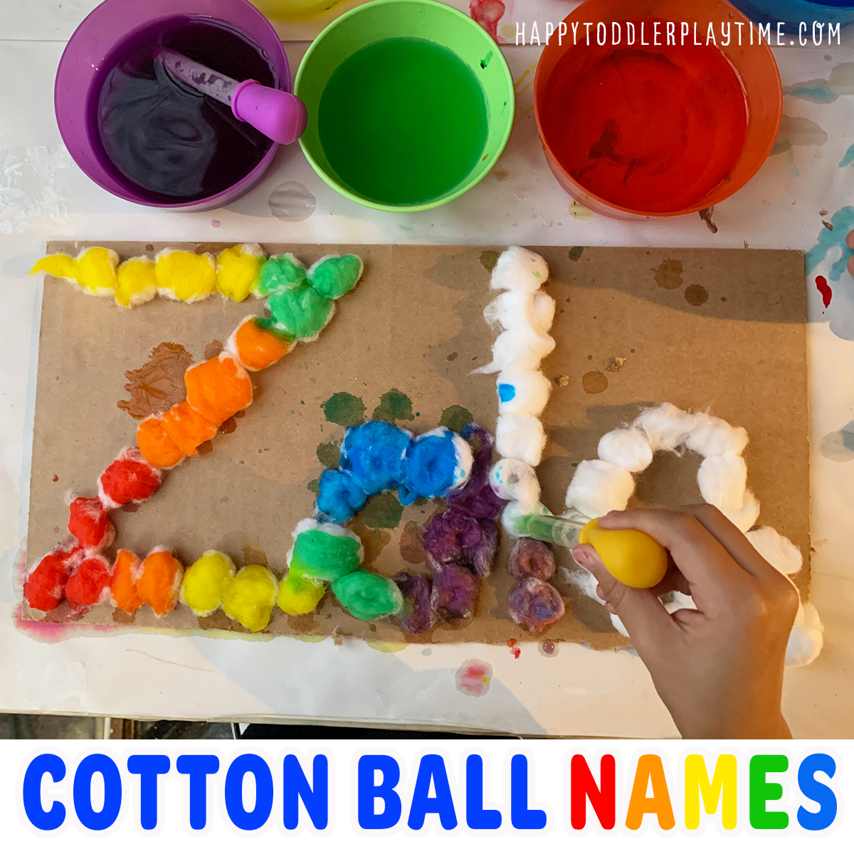 Cotton Ball Snowball Names - Happy Toddler Playtime