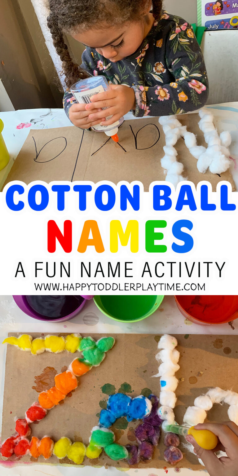 Cotton Ball Snowball Names - Happy Toddler Playtime