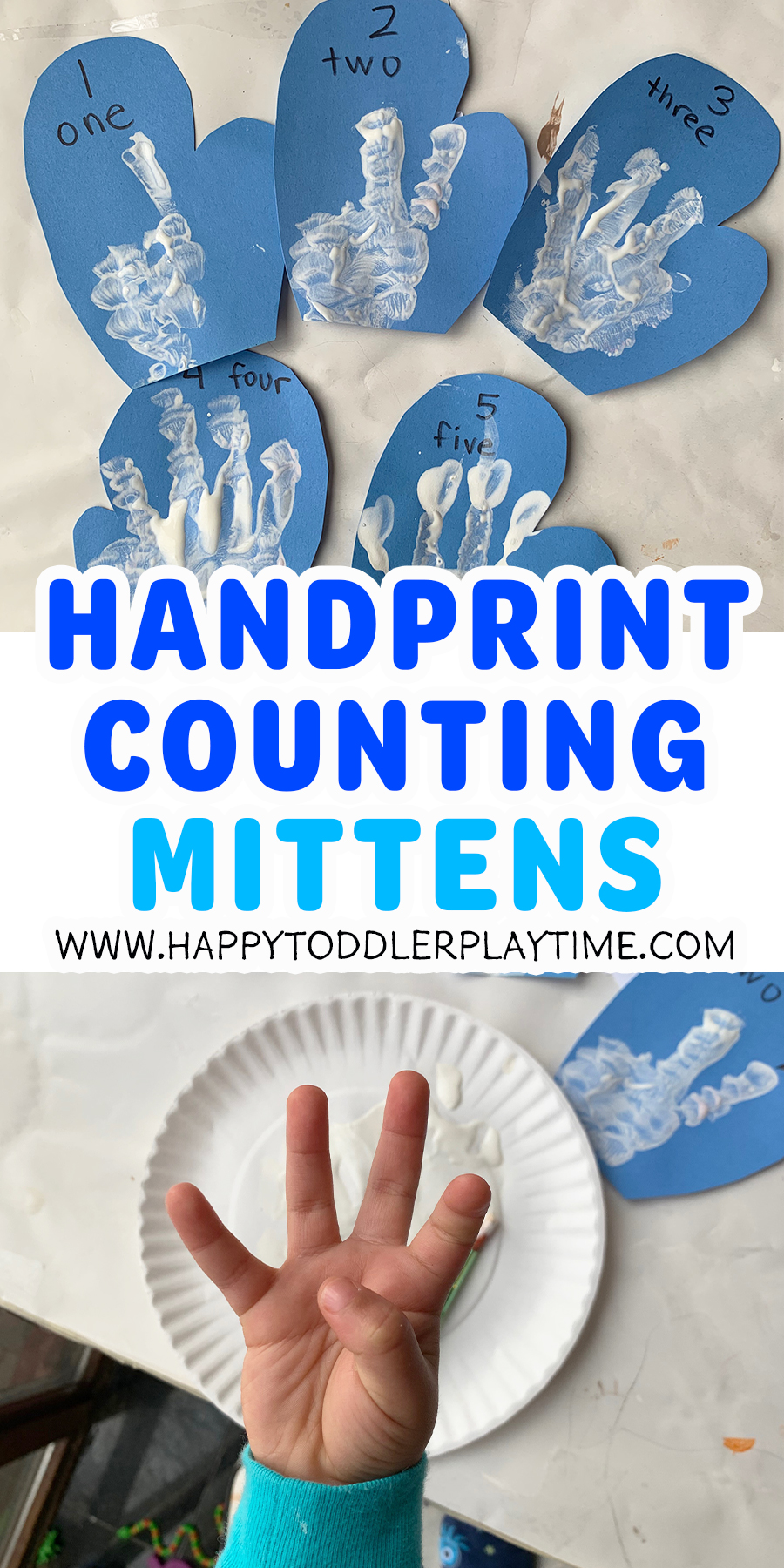 Handprint Counting Mittens: Winter Math - Happy Toddler Playtime