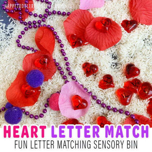 Heart Letter Match Sensory Bin - Happy Toddler Playtime