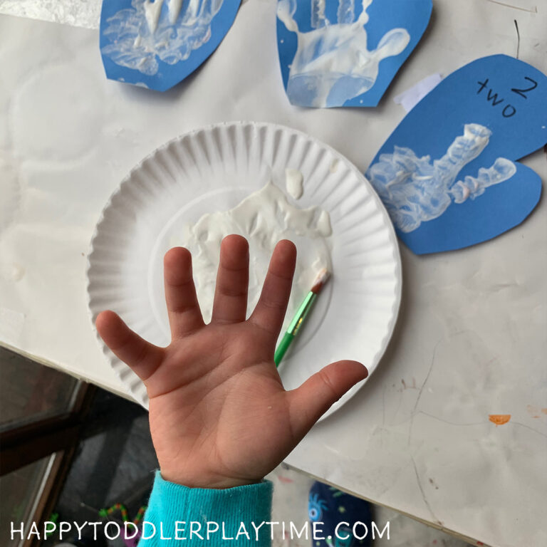 Handprint Counting Mittens: Winter Math - Happy Toddler Playtime