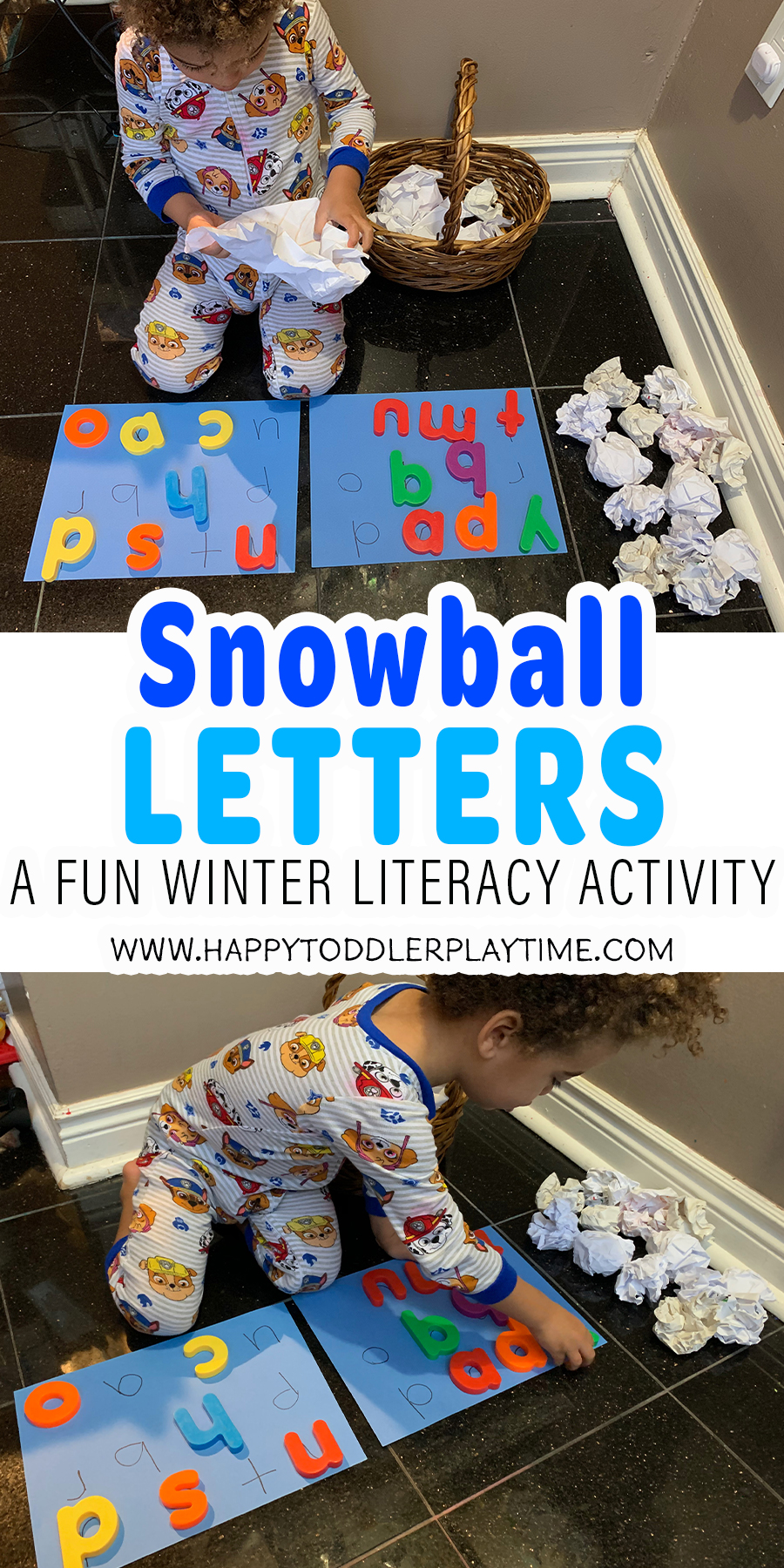 Snowball Letter Unwrap - Happy Toddler Playtime
