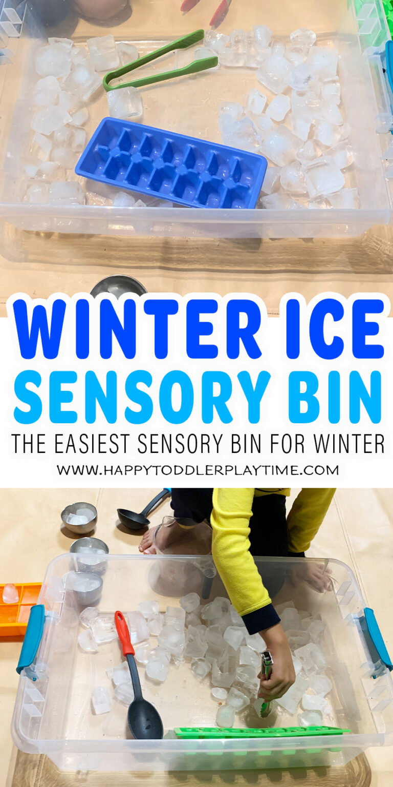 Super Easy Winter Ice Sensory Bin - Happy Toddler Playtime