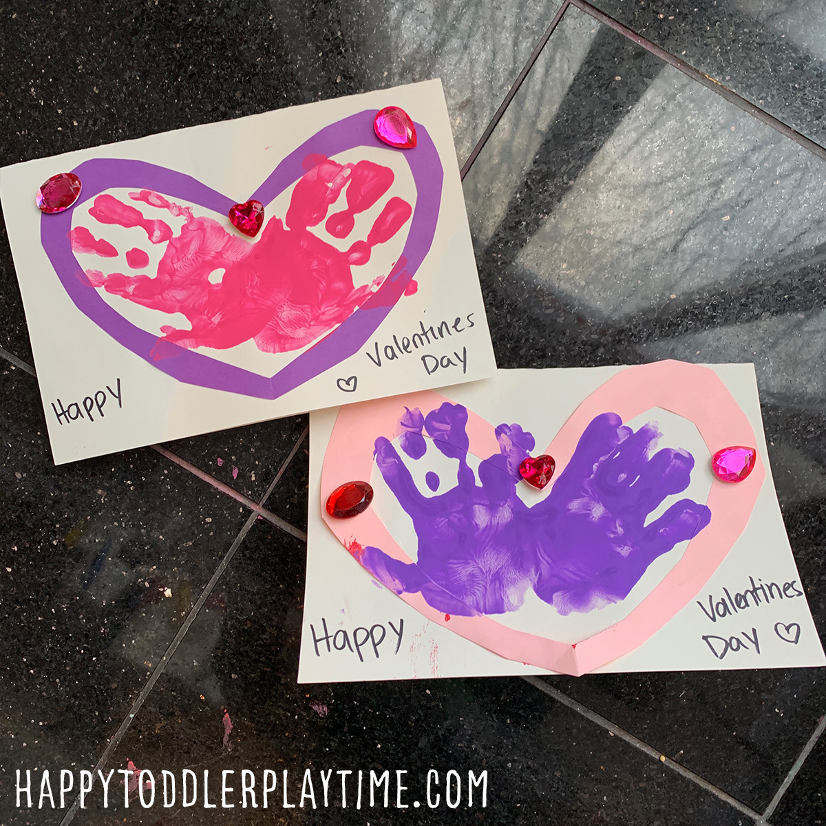 Handprint Heart Craft for Valentine's - Happy Toddler Playtime