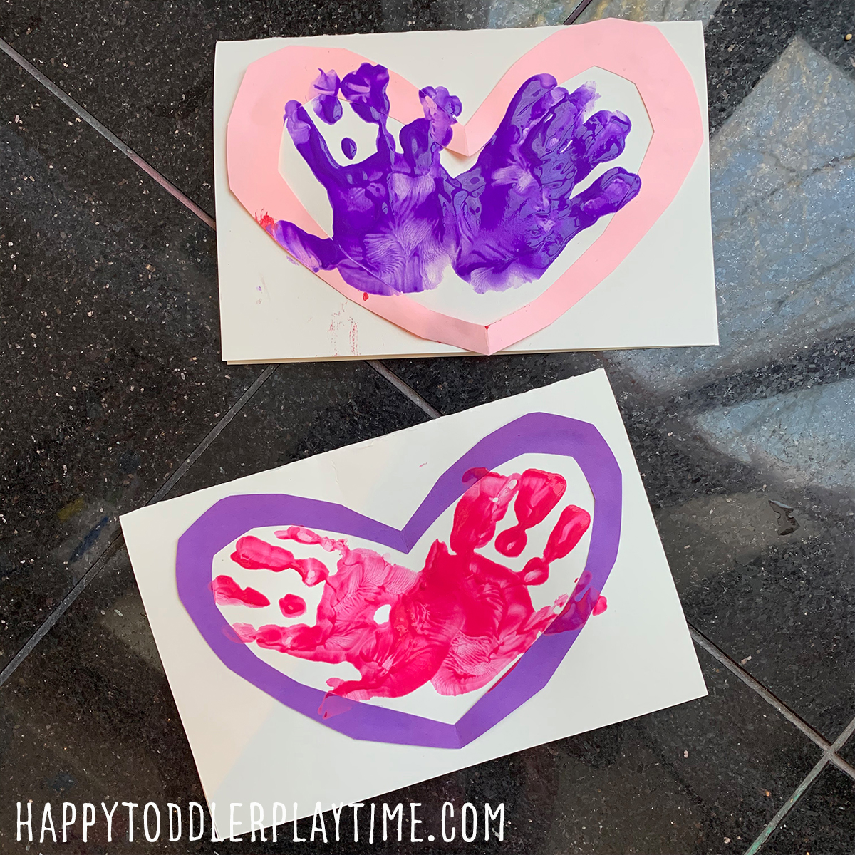 Handprint Heart Craft for Valentine's - Happy Toddler Playtime