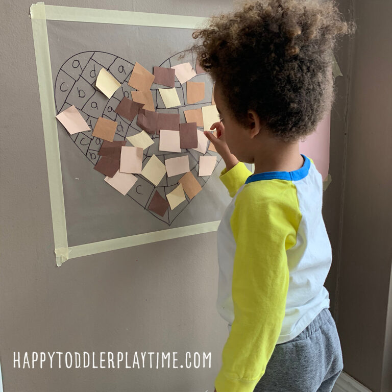 Colour the Heart Sticky Wall: Anti-Racism Activity - Happy Toddler Playtime