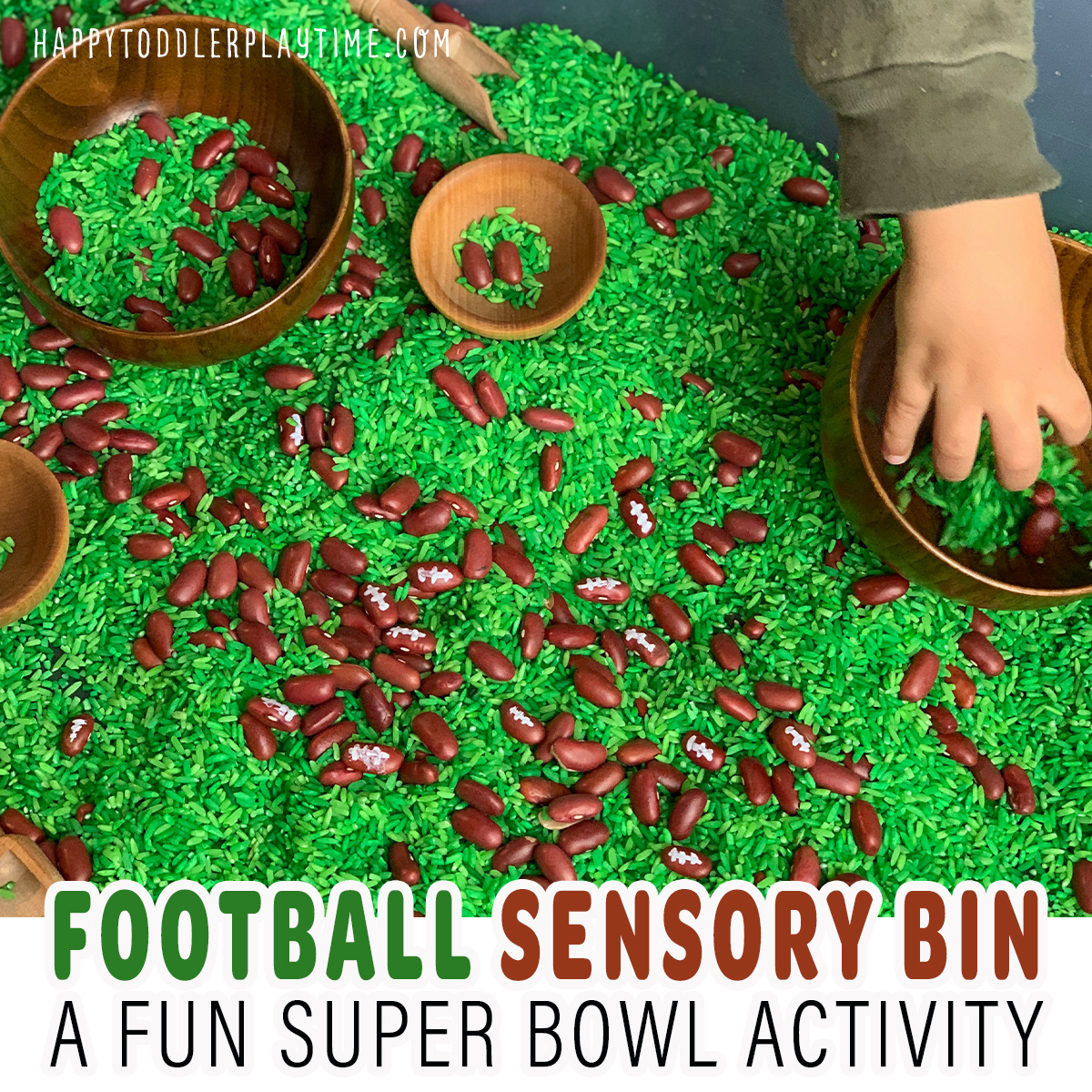 Super Bowl Football Sensory Bin - Happy Toddler Playtime