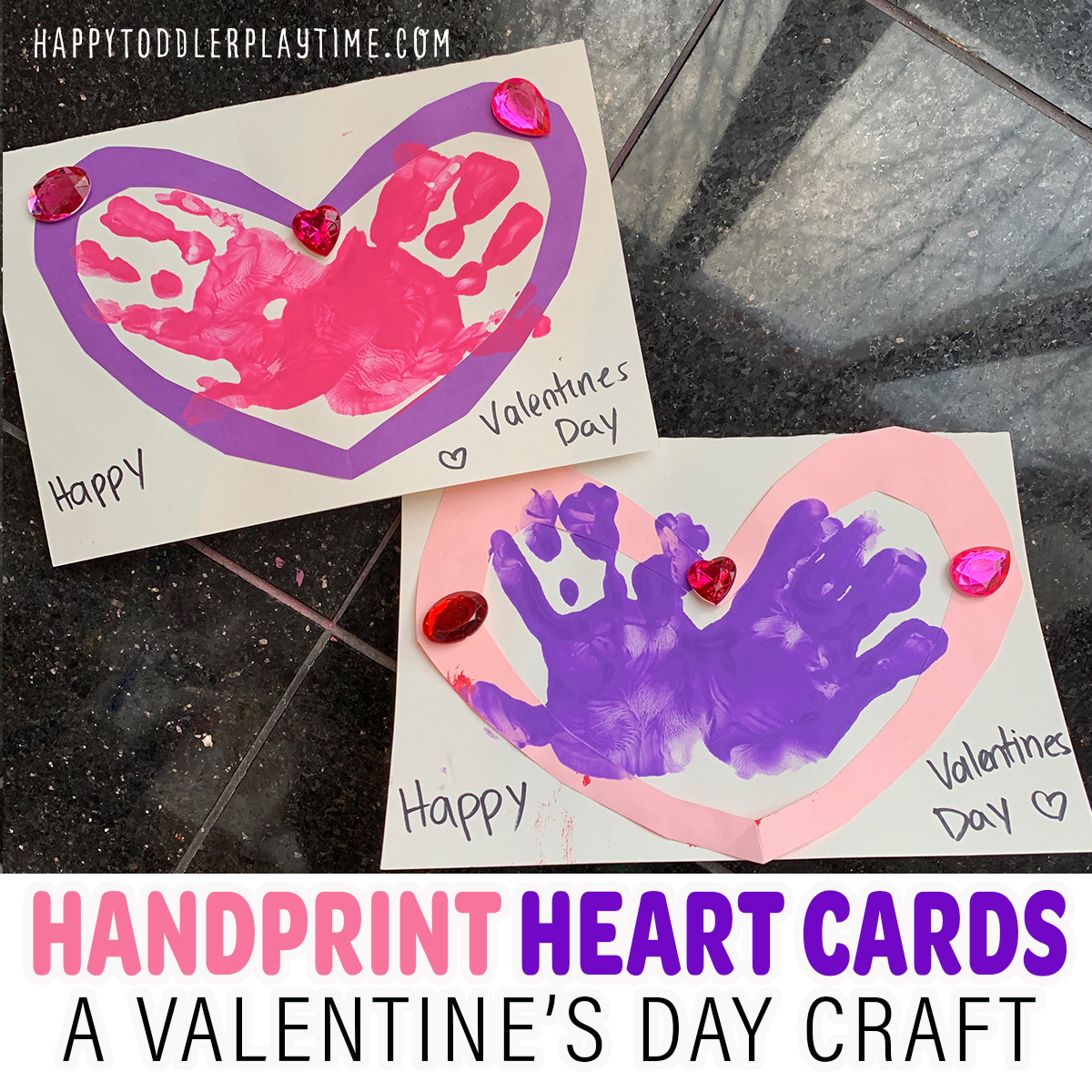 Handprint Heart Craft for Valentine's - Happy Toddler Playtime