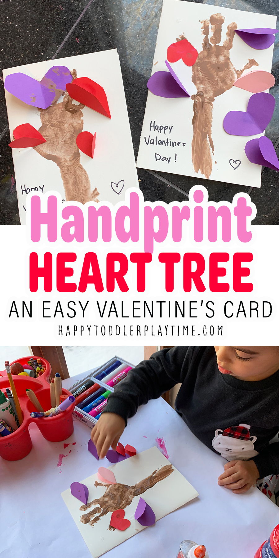 Handprint Heart Tree Craft for Valentine's Day - Happy Toddler Playtime