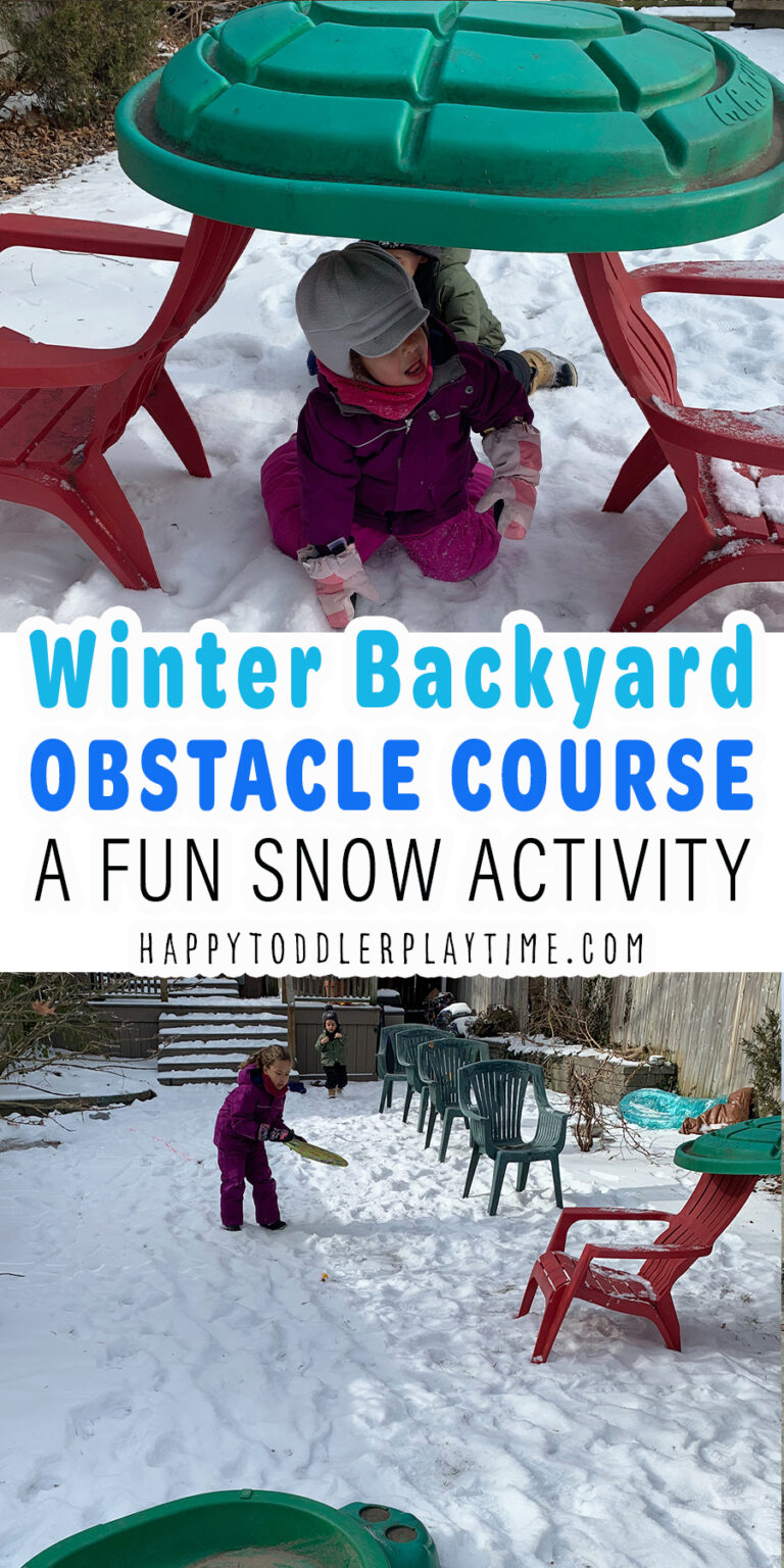 The Best Winter Backyard Obstacle Course for Kids - Happy Toddler Playtime