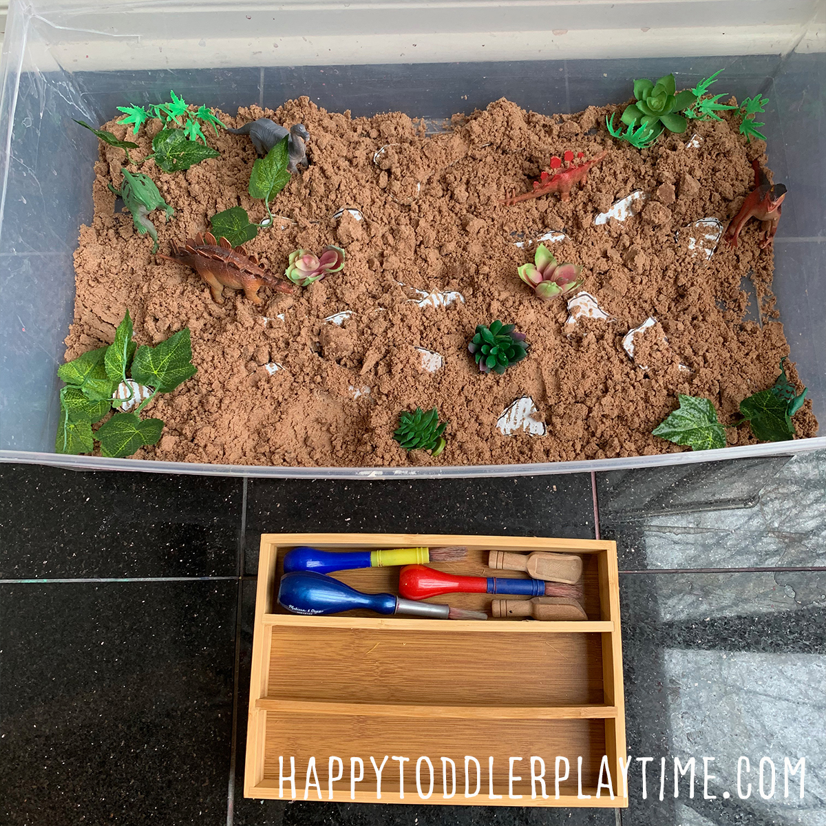 Dinosaur Dig Sensory Bin for Kids - Happy Toddler Playtime