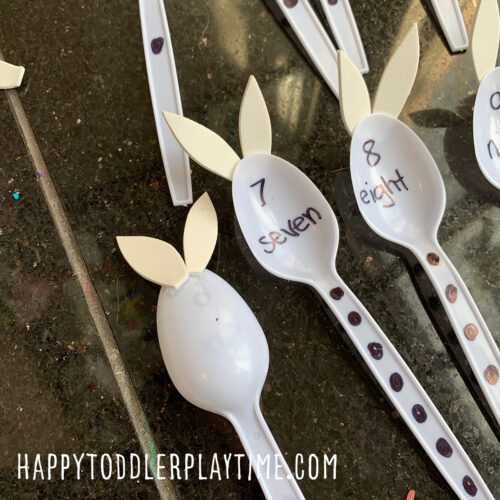 Plastic Spoon Easter Bunny Counting for Preschoolers - Happy Toddler ...
