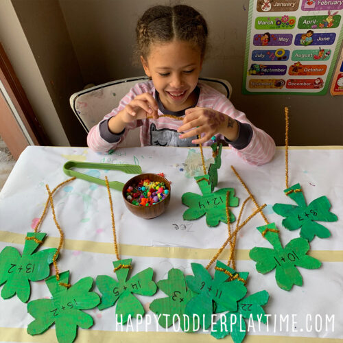 Shamrock Counting Wands: St. Patrick's Day Math - Happy Toddler Playtime