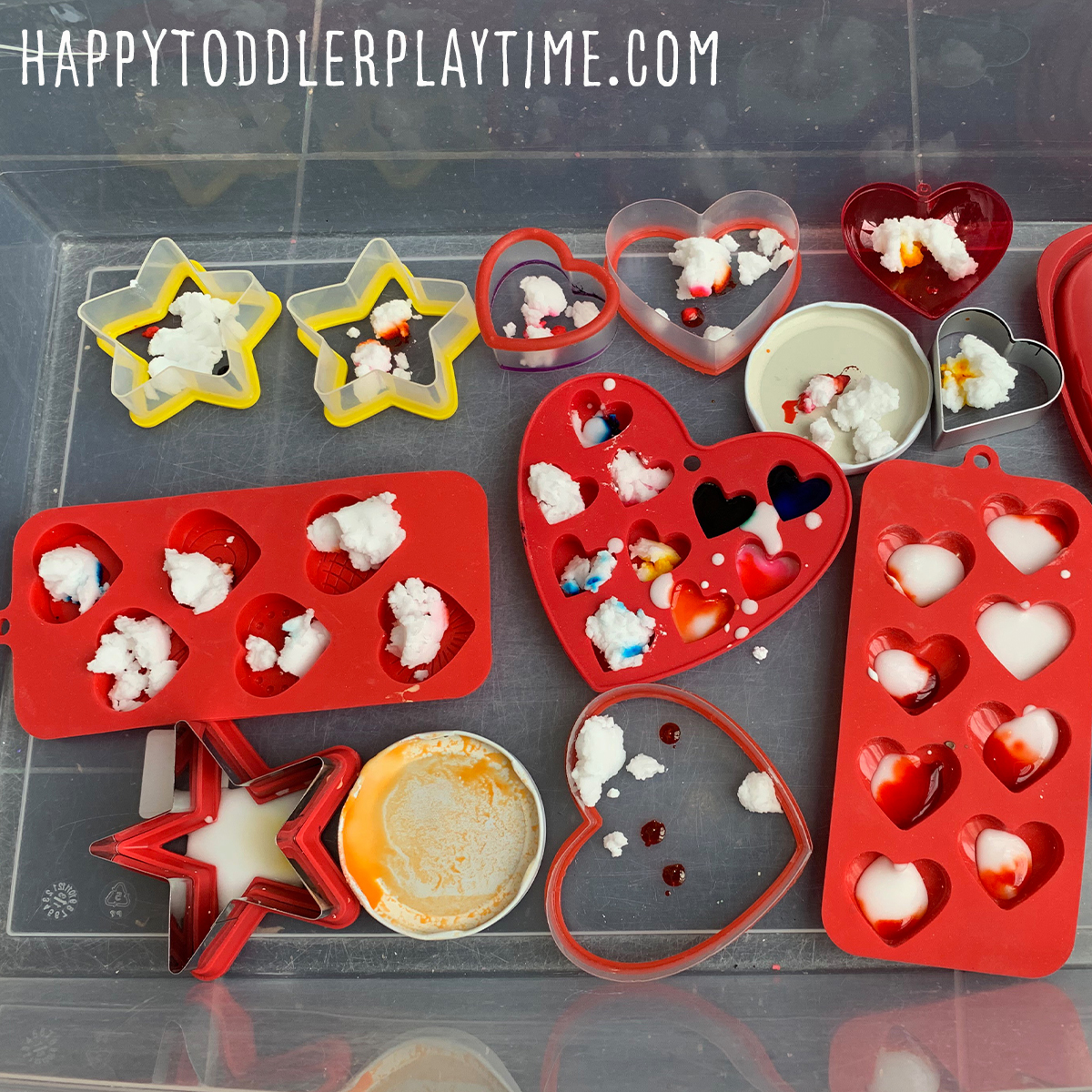 Fizzy Shapes Sensory Bin - Happy Toddler Playtime