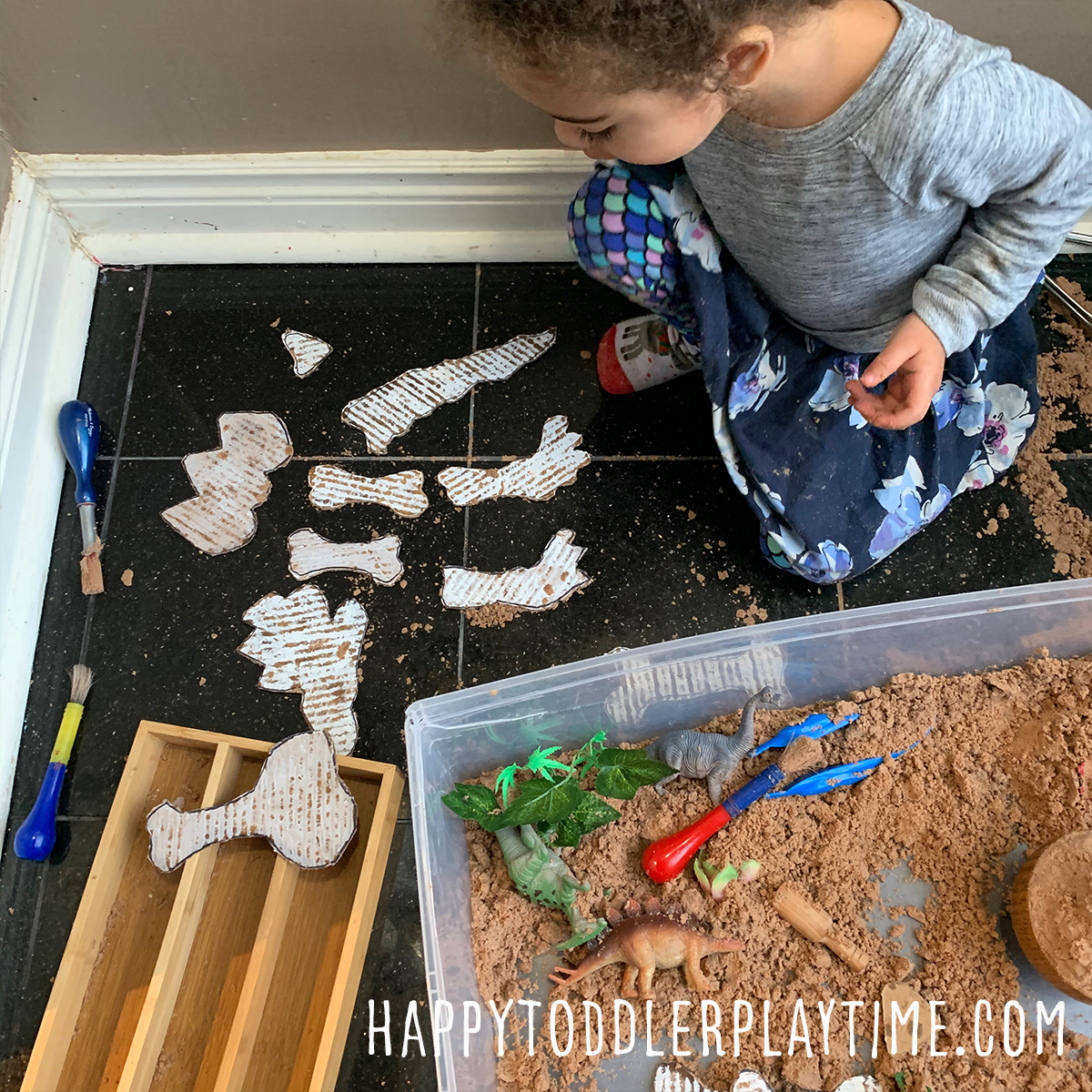 Dinosaur Dig Sensory Bin for Kids - Happy Toddler Playtime