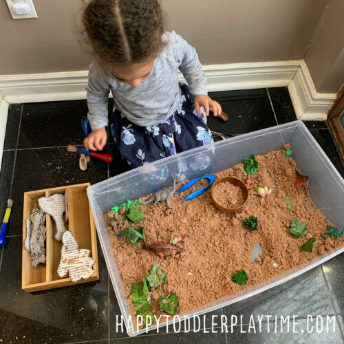 Dinosaur Dig Sensory Bin for Kids - Happy Toddler Playtime