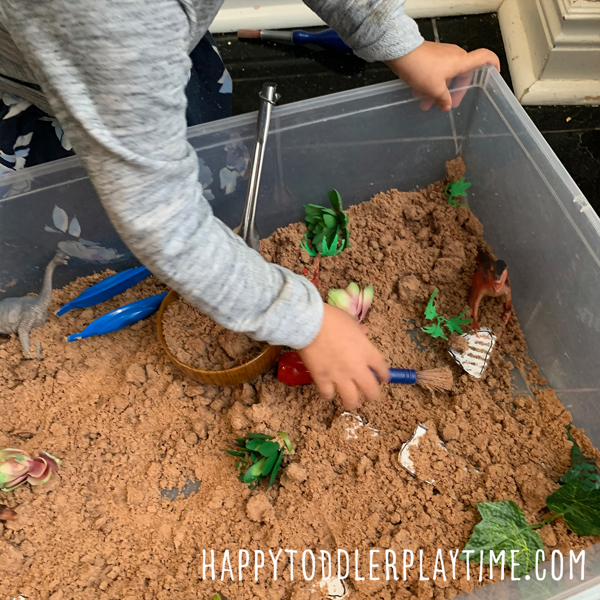 Dinosaur Dig Sensory Bin for Kids - Happy Toddler Playtime