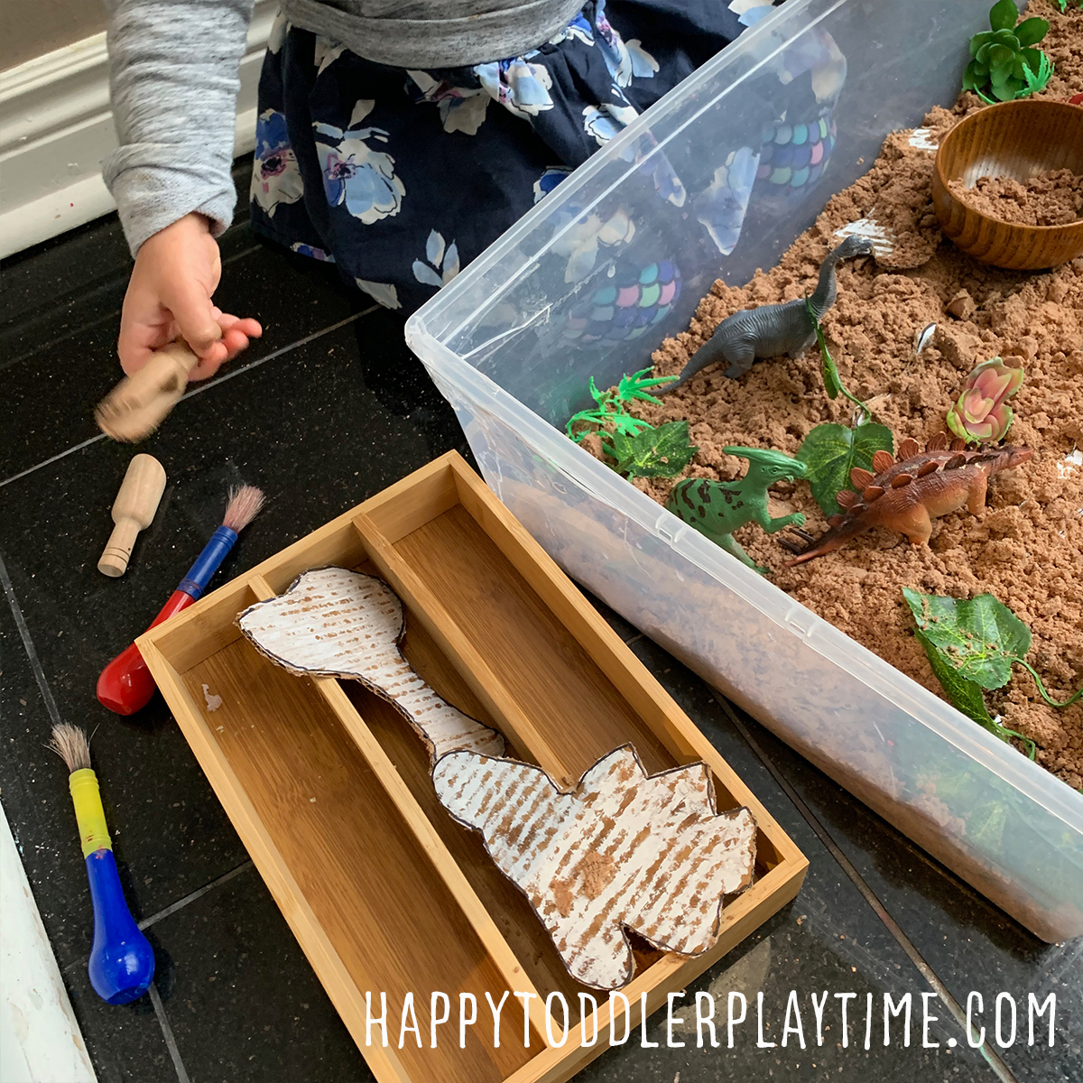 Dinosaur Dig Sensory Bin for Kids - Happy Toddler Playtime