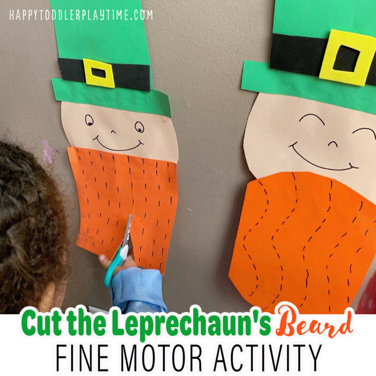 Cut The Leprechaun's Beard Fine Motor Activity - Happy Toddler Playtime